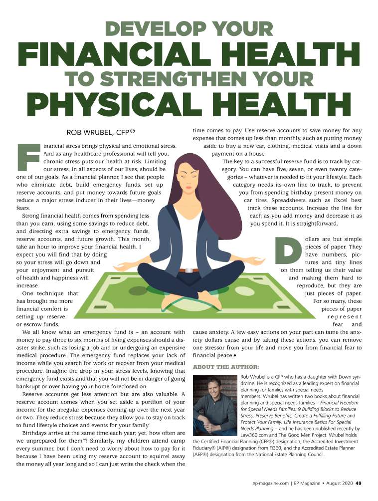 DEVELOP YOUR FINANCIAL HEALTH TO STRENGTHEN YOUR PHYSICAL HEALTH