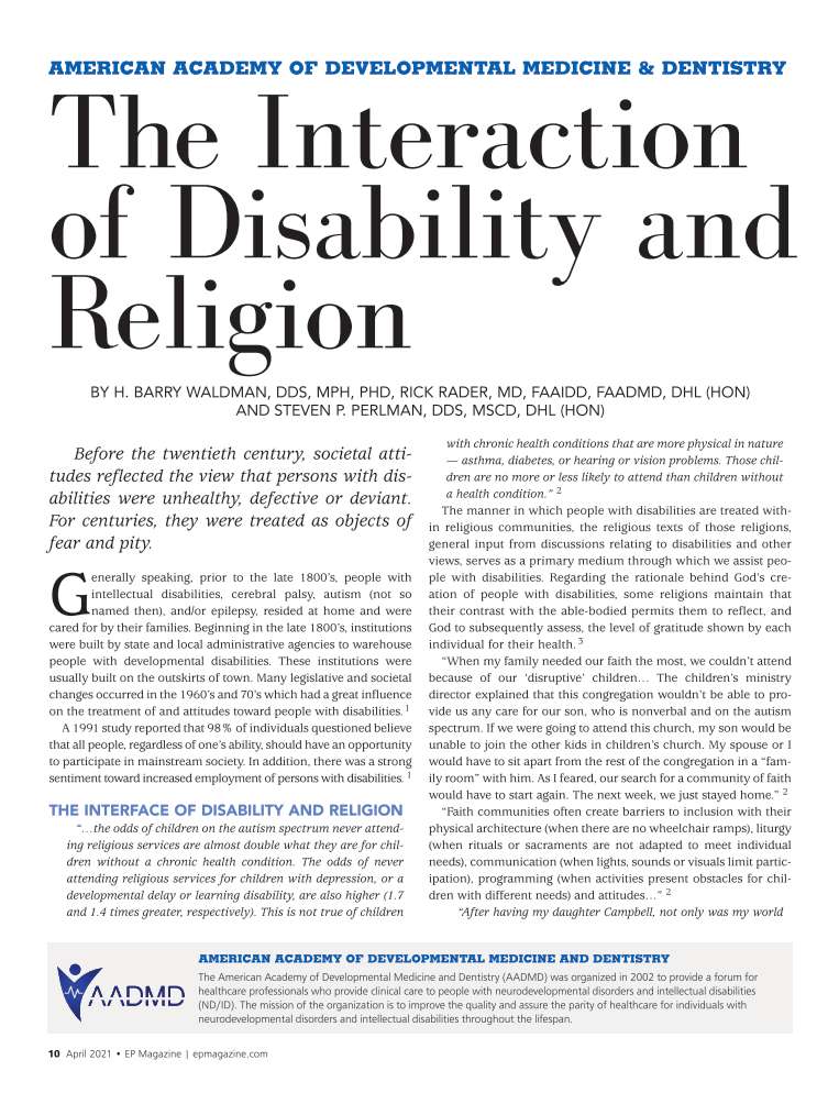THE INTERACTION OF DISABILITY AND RELIGION