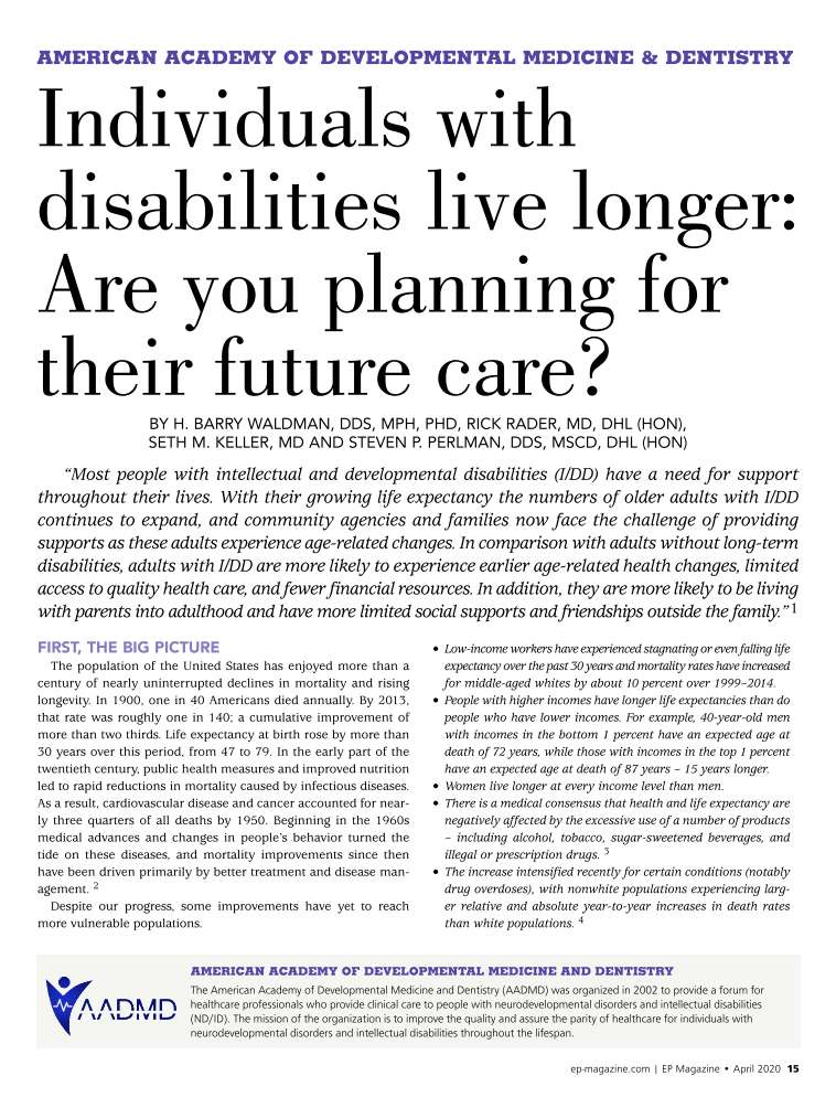 INDIVIDUALS WITH DISABILITIES ARE LIVING LONGER: ARE YOU PLANNING FOR ...