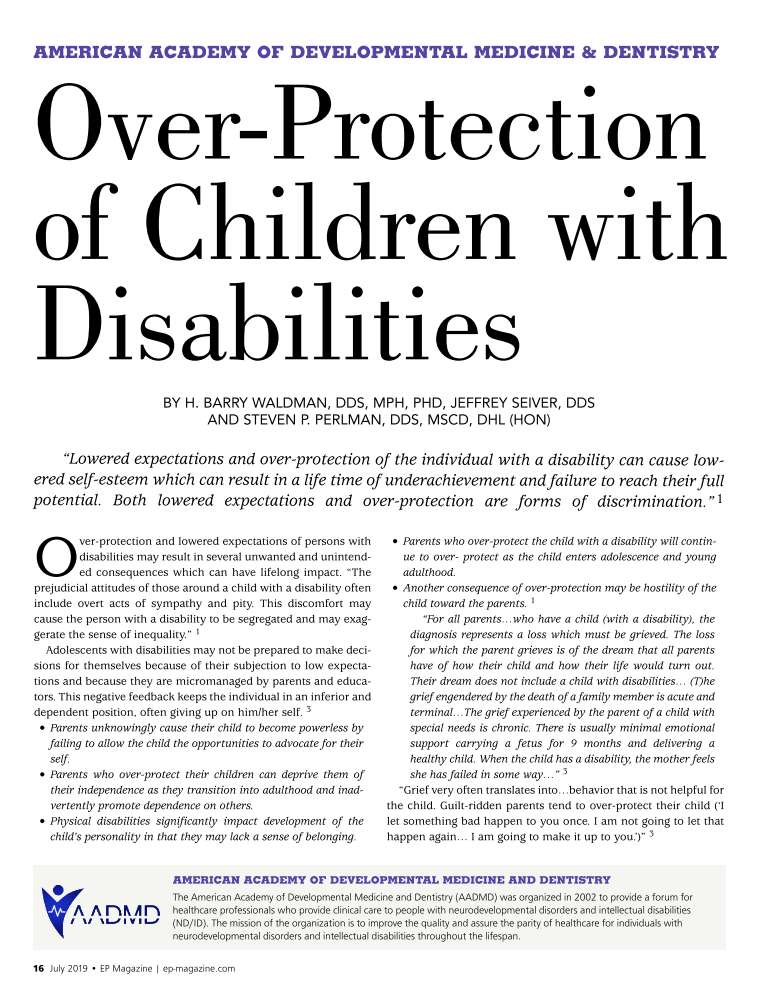 OVER-PROTECTION OF CHILDREN WITH DISABILITIES